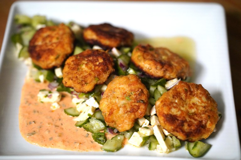 Spicy Fish Cakes with Cucumber Salad | Living By Design